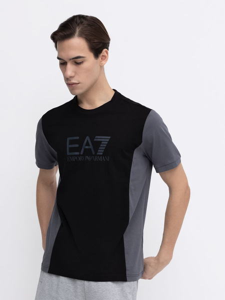 Футболка Мужской EA7 черный, размер 50, 52 Хлопок Повседневный Камбоджа купить c доставкой на ...