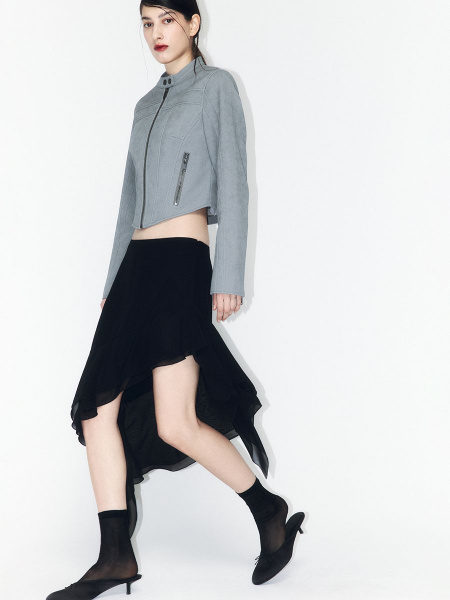 Юбка Женский Befree черный Шифон прямая, размер 48 Молния Однотонный На любой сезон ...