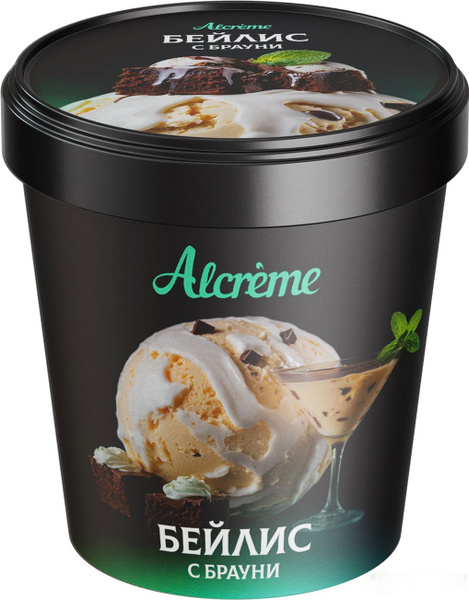 Коктейльное мороженое Бейлис с брауни с виски и кофе 300 г, Alcreme ...