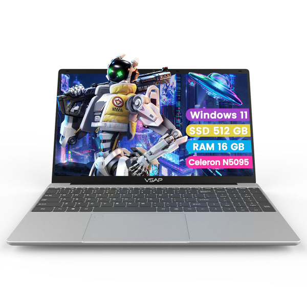 Ноутбук VSAP VNJH1501-1 Intel Celeron N5095 16 ГБ 16 ГБ, серебристый ...