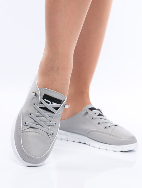Мокасины Женский Miss Shoes серый, размер 36 Шнурки Шнуровка R (средняя ...