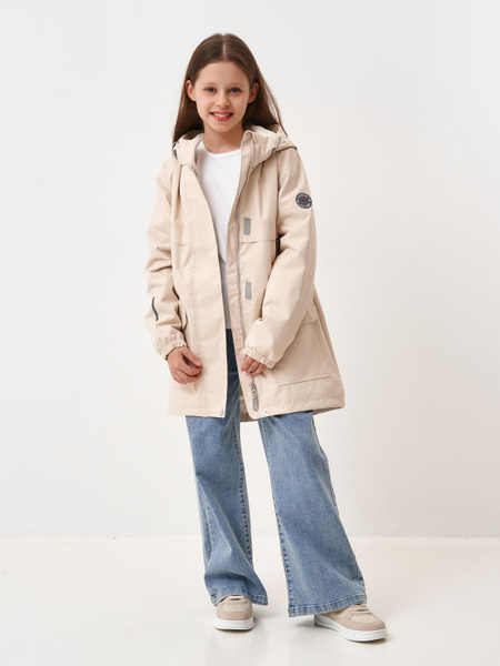 Ветровка Девочки Avese Капюшон, Карманы бежевый, белый капюшон Breathable, Waterproof, размер ...