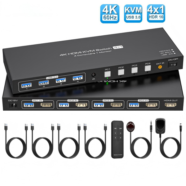 Переключатель 4K HDMI KVM 4 компьютера 1 монитор купить на OZON по ...