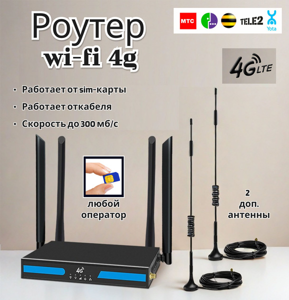 Роутер WiFi с сим картой 4G LTE с внешними выносными антеннами купить на OZON по низкой цене ...