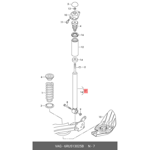 Амортизатор подвески задн vw polo седан VAG 6RU513025B, oem 553112S400 ...
