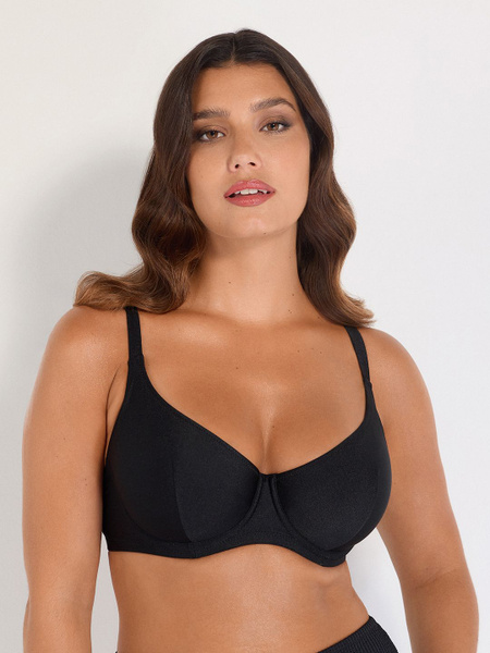 Лиф купальный Женский Palmetta формованная чашка черный, размер 85C Россия Однотонный Полиамид ...