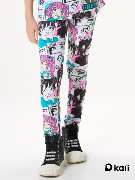 Легинсы Девочки Kari белый Хлопок, Эластан Повседневный, размер 152 На любой сезон облегающий ...