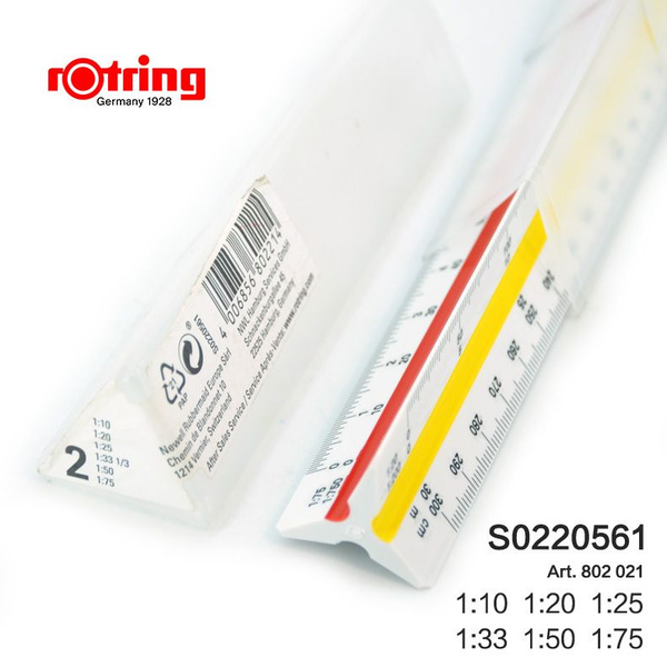 Треугольная масштабная линейка Rotring engineering drawing ruler 30 см ...