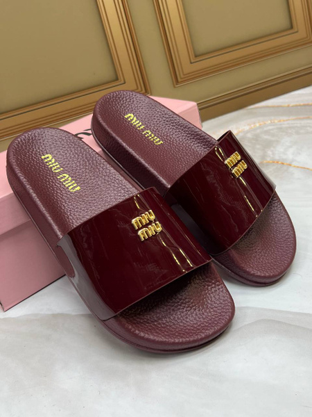 Шлепанцы Женский Miu Miu размер 38 Резина Кожа натуральная лакированная Без застёжки Франция