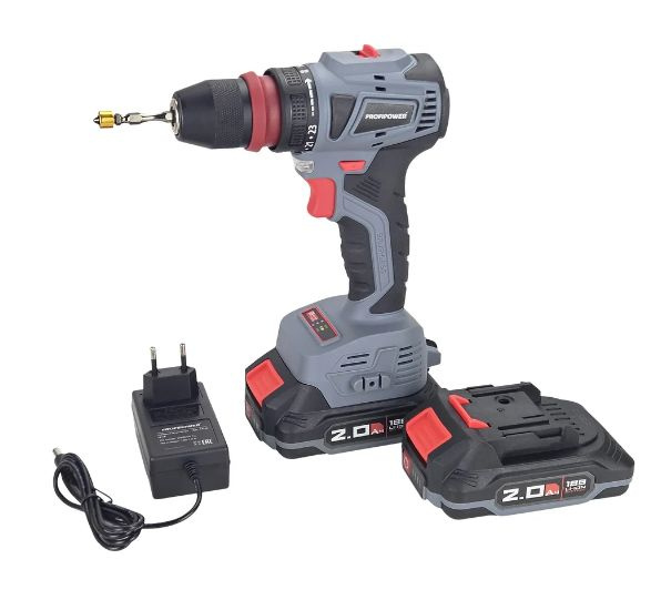 Шуруповерт аккумуляторный ProfiPower MKBL-18BM (18В, бесщеточный, АКБ 2х2.0Ач, 45Нм, 0-500 ...