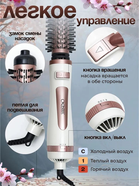 CRONIER Фен-щетка для волос CR-1925 1200 Вт, скоростей 2, белый купить на OZON по низкой цене ...