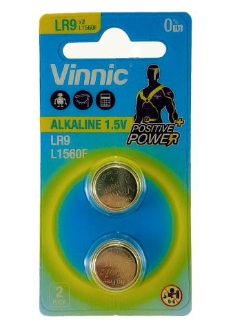Батарейка (2шт) VINNIC LR9 625A (L1560F) 1.5В щелочная (алкалиновая ...