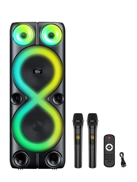 Колонка портативная, караоке, с двумя микрофонами ZQS 8238 купить на OZON по низкой цене ...