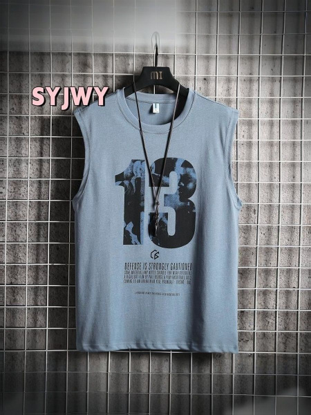 Топ Мужской SYJWY синий, размер 46 Полиэфир Без рукавов Домашний Разрезы, Открытая спина Китай ...