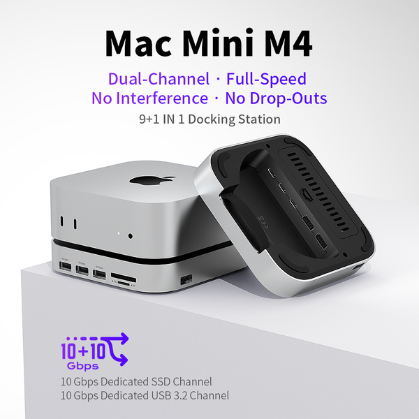Вопросы и ответы о Подставка для Mac mini M4 Hub с корпусом SSD M.2 емкостью 4 ТБ, док-станция ...