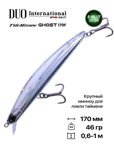 Воблер Минноу (Minnow) Duo Tide Minnow Ghost 170F, 46 г, 0.6-1 м купить c доставкой на OZON по ...