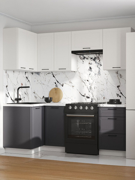 Кухонный гарнитур Сектор 2 1х1 м мебель для дома и кухни с антресолью Белый Графит Бланж