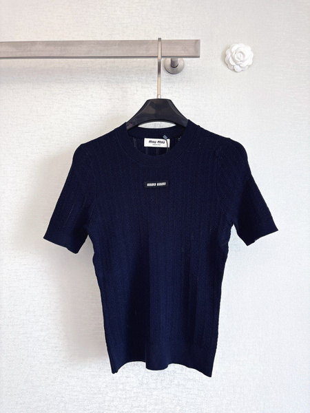 Футболка Мужской Женский Miu Miu синий размер 44 Овечья шерсть Натуральный шелк Китай купить