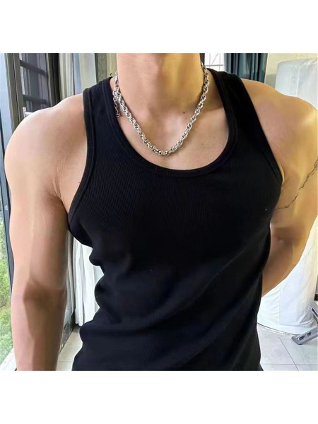 Майка Мужской CHAOPAI черный, размер 52 Бифлекс Повседневный Китай полуприталенный Однотонный ...