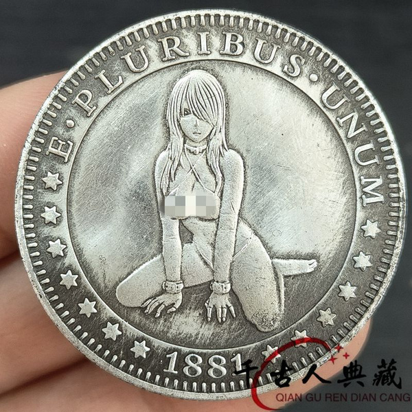 Монета США 1 доллар 1881 года с гравировкой. Эротика, ню, история любви, Камасутра ...