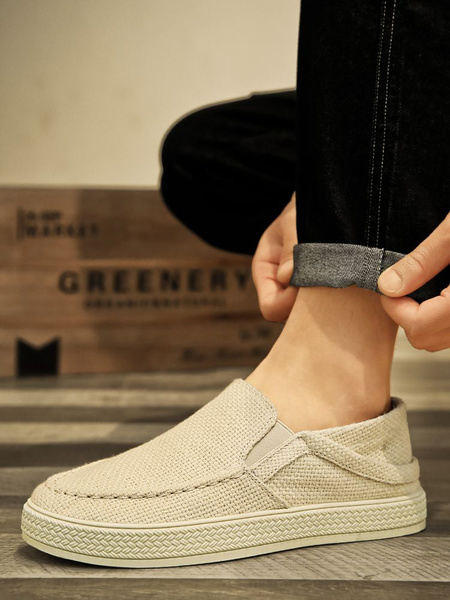 Эспадрильи Мужской KERNA, размер 38 Лён, Ткань Круглый нос, Низкая модель Без застёжки Демисезон ...