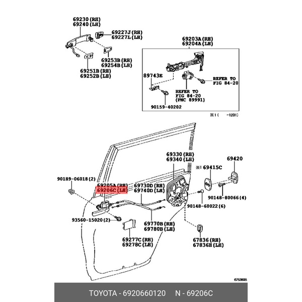 Ручка дверная! внутр. левая toyota TOYOTA-LEXUS 69206-60120 купить на ...