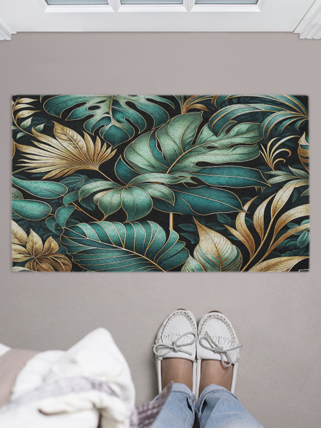 Коврик придверный JoyArty растения, трава, листья, природа, веточки, рисунок, паттерн ...