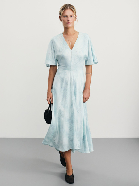 Платье Женский Zarina зеленый годе Повседневный Короткий Вискоза, размер 46 Молния приталенный ...