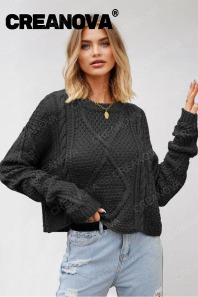 Свитер Женский CREANOVA черный Полиэстер, размер 46 Длинный купить c доставкой на OZON по низкой ...