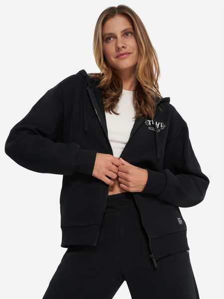 Толстовка Женский Termit черный Молния Хлопок, Эластан, размер 46, 48 Узбекистан купить c ...