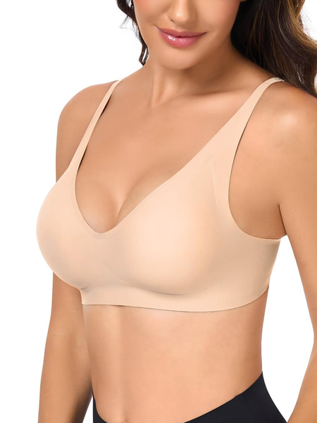 Бюстгальтер Женский Zalaxy мягкая чашка без каркаса, бесшовный, размер 75C, 80A абрикосовый ...