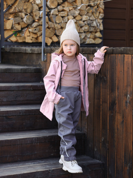 Комплект одежды Девочки Ramelka Спортивный двойка пудровый, размер 98 Softshell Однотонный, рост ...