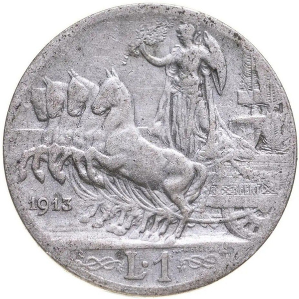 Италия 1 лира lira 1908-1913, Серебро 835, в сохранности F-VF купить на OZON по низкой цене ...