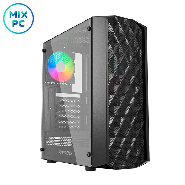 Powercase Компьютерный корпус Diamond Mesh LED, черный (CMDM-L1 ...