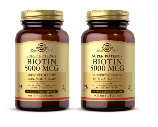 Solgar Biotin 5000 mcg, Биотин 5000 мкг, Солгар, 50 капсул, X2 - купить ...