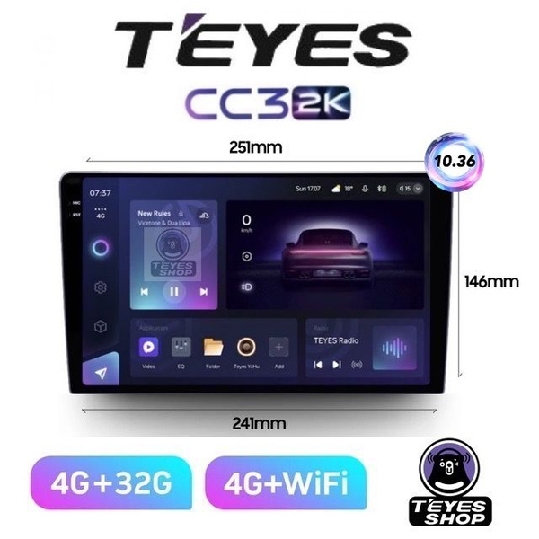 Teyes CC3 2k 4/32 10.36 дюйма. 3 года гарантии. Магнитола универсальная ...