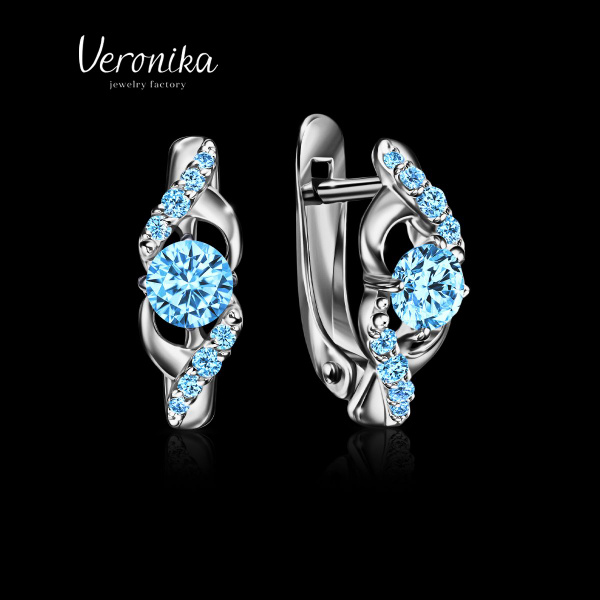 Veronika jewelry factory Серьги ювелирные Серебро родированное 925 ...