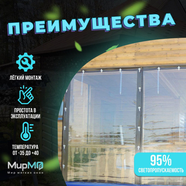 Мягкие окна 2500 х 800 белые прозрачные для веранд и беседок - купить ...