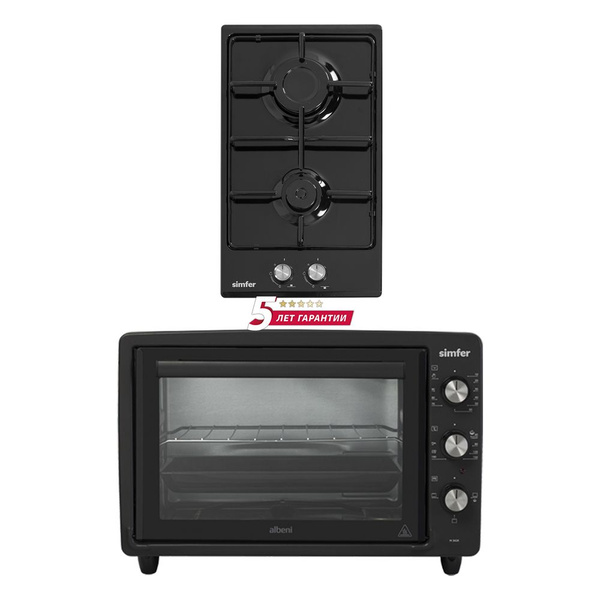 Комплект техники Simfer: мини-печь 34 литра и газовая варочная панель 30см / 5 лет гарантии ...