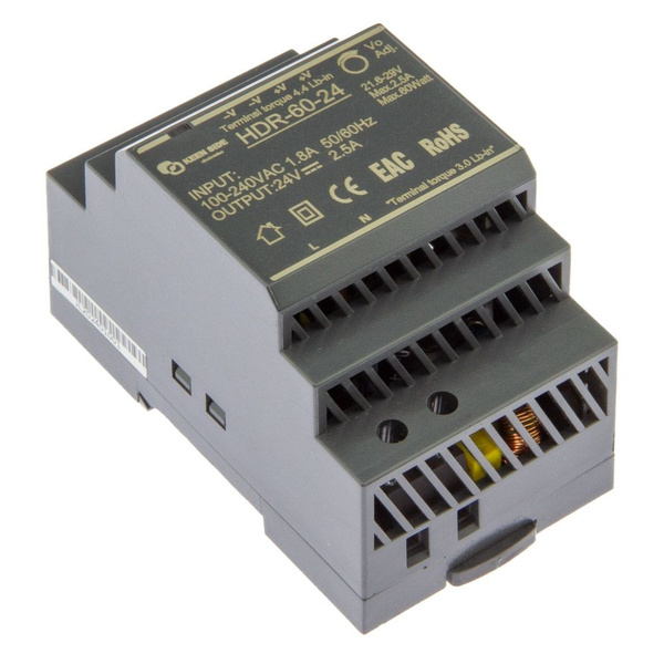Источники питания на Din рейку Hdr 60 24 Ac Dc 24В 2 5А 60Вт