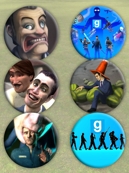 Набор значков Garry's Mod 6 шт 44 мм/ Гэррис-мод/ Гаррис-мод №1 ...