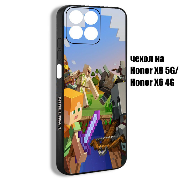 чехол для Honor X6 4G Minecraft Майнкрафт пиксельная игра Майн MCFT1 ...