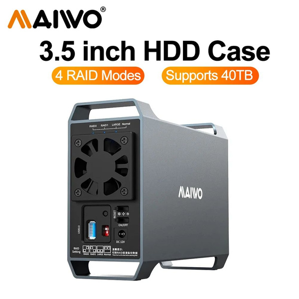 MAIWO Dual Bay RAID Array Box SATA-USB 3.0 Внешний блок для диска 3,5-дюймового жесткого диска с ...