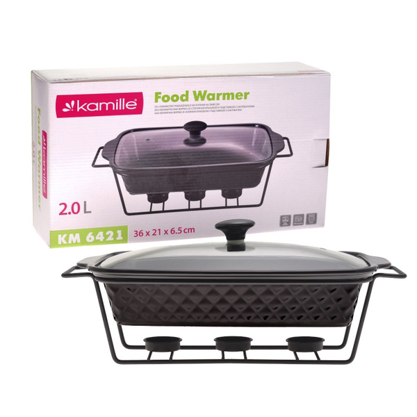 Мармит керамический 2 л с подогревом от свечи прямоугольный Kamille KM ...
