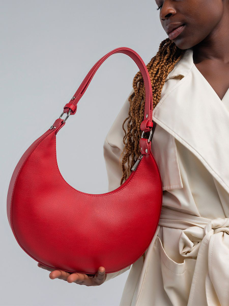 Сумка женская на плечо полукруглая багет красная, Solo 554-370 - купить ...