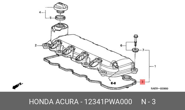 Прокладка крышки клапанов Honda 12341-PWA-000 - Honda арт. 12341-PWA ...