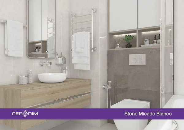 Керамогранит Ceradim Stone Micado Blanco белый 60х120 Полированный, уп. 1.44 м2. (2 плитки ...