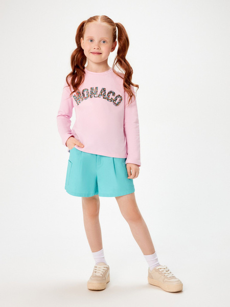 Шорты Девочки Acoola Повседневный синий, размер 164 Текстиль Молния, Пуговицы Карманы Однотонный ...