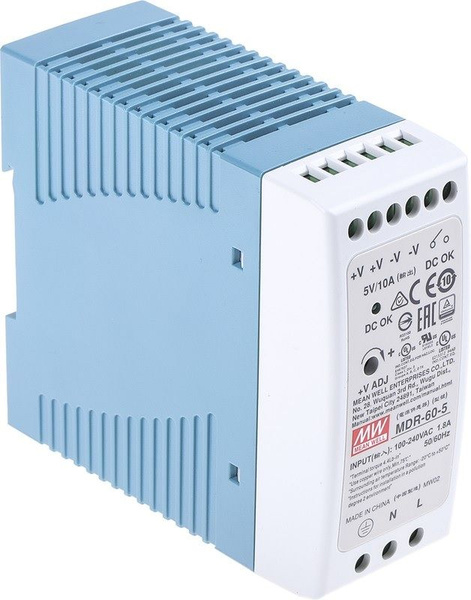 Блок питания MEAN WELL MDR-60-5 5В, 10А, 50Вт - купить с доставкой по ...