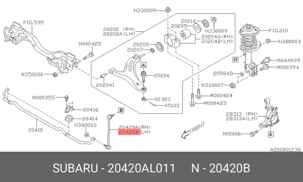 Стойка стабилизатора пер Subaru 20420AL011 - купить по доступным ценам ...